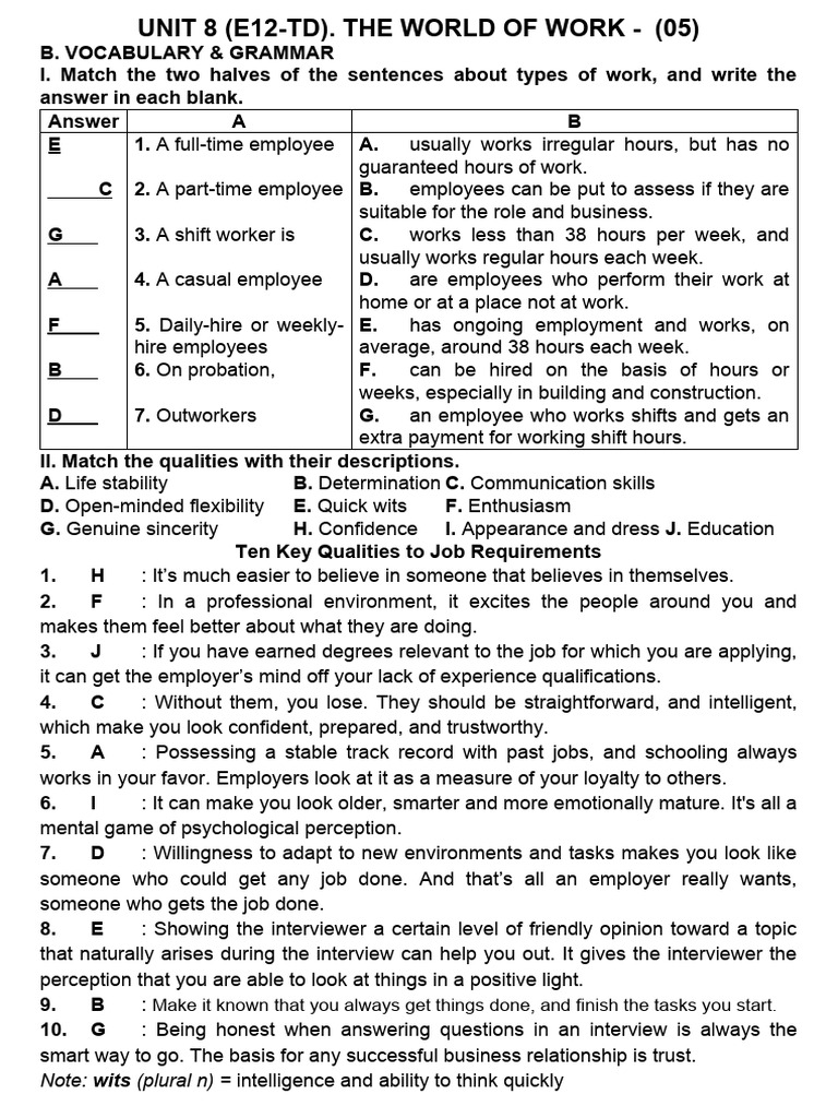 (19-09-2021) - Unit 8 (05) Revision For E12 | PDF