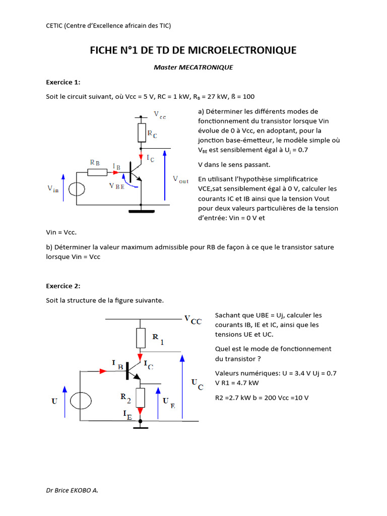 Analyse des Transistors en Microélectronique | PDF | Résistance ...