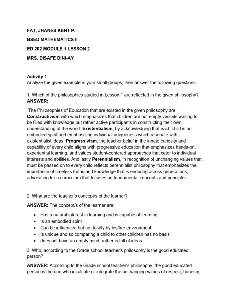 Ed 204 | PDF | Learning | Philosophy Of Education
