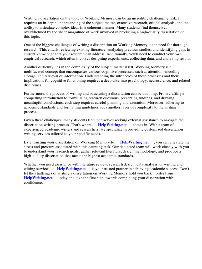 Dissertation Working Memory | PDF | Memory | Working Memory