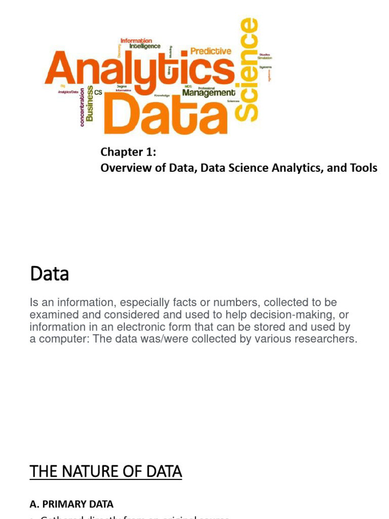 Chapter 1 Overview of Data Data Science Analytics and Tools | PDF ...