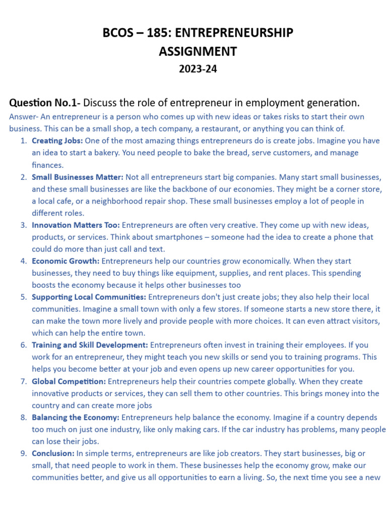 BCOS 185 Solved | PDF | Entrepreneurship | Business Plan