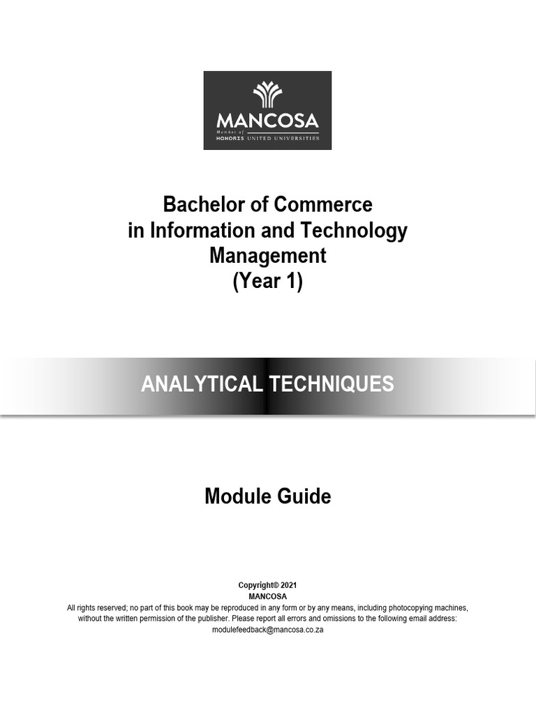 BCOM ITM - Analytical Techniques Study Guide | PDF | Level Of Measurement | Statistics