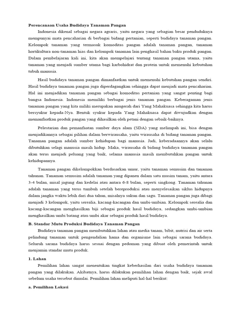 KWU 10 Perencanaan Usaha Budidaya Tanaman Pangan | PDF | Teknologi & Rekayasa