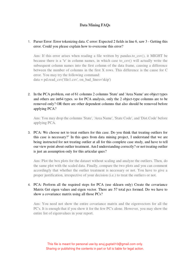 Data+Mining+FAQ | PDF | Principal Component Analysis | Eigenvalues And ...