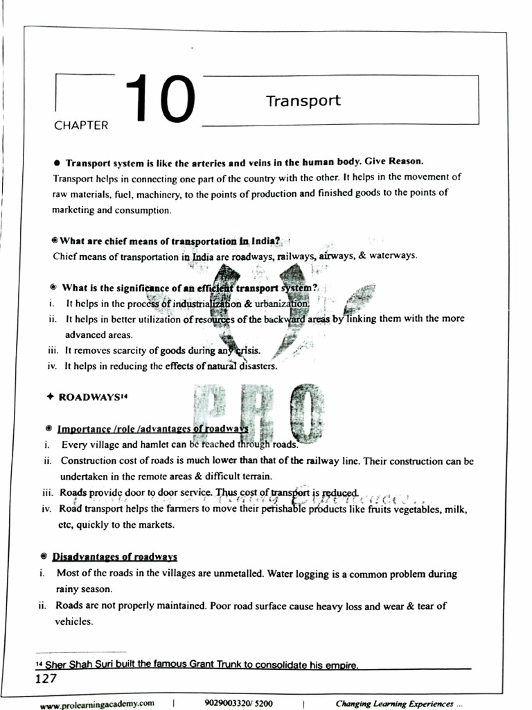 Transport System in India: Class 10 Notes | PDF | Transport | Port