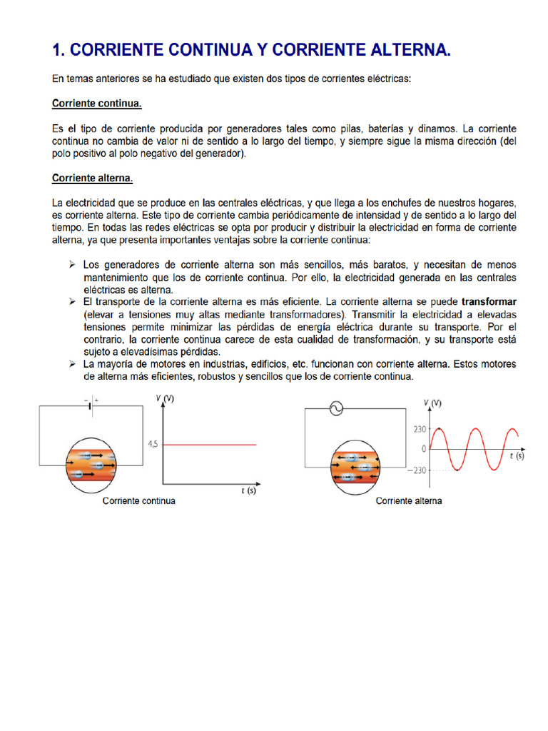 Corriente continua y alterna | PDF