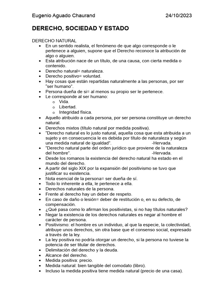 Derechos Naturales y Positivismo Jurídico | PDF | La Ley natural | Derechos