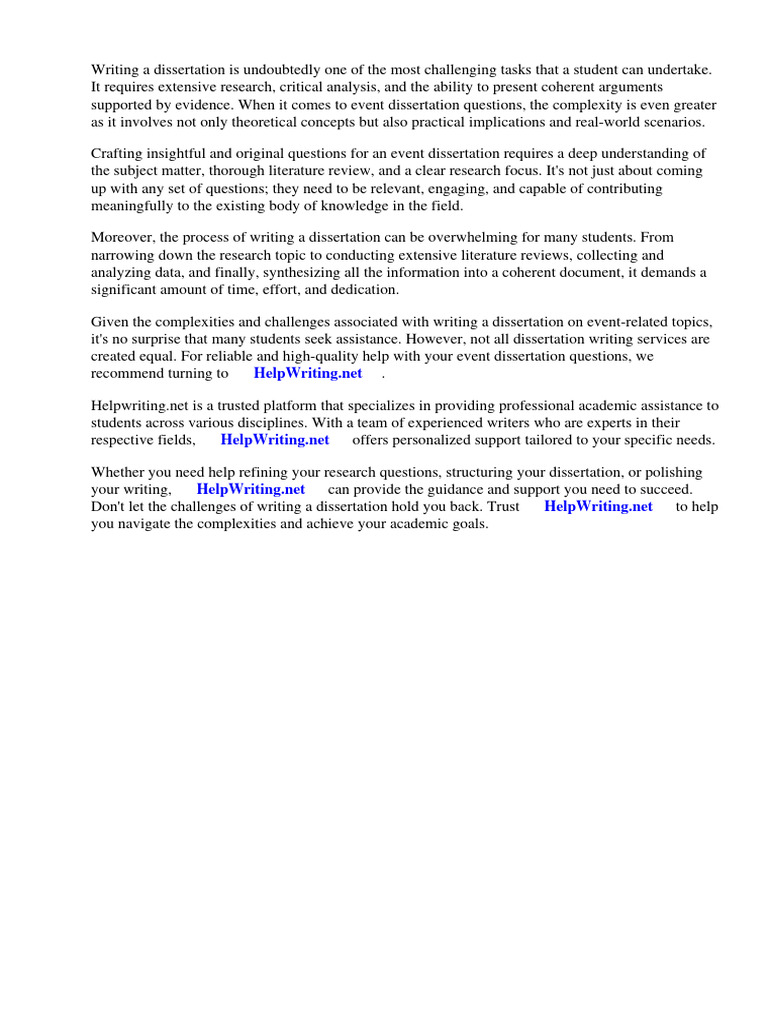 Event Dissertation Questions | PDF | Thesis | Essays