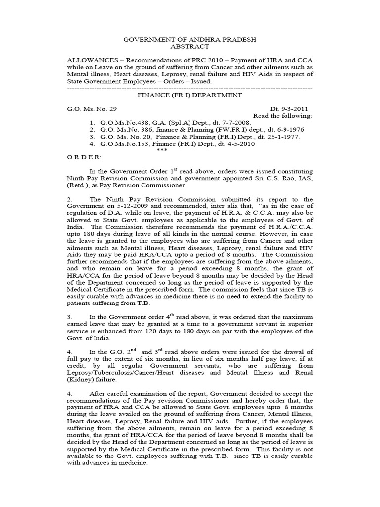 Go. Ms 29 - Allowances PRC Recommendations | PDF | Tuberculosis ...