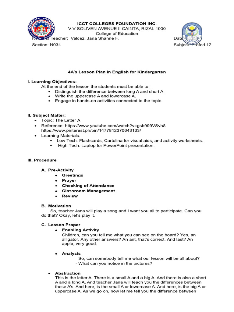 JANA LESSON PLAN ENGLISH | PDF | Lesson Plan | Letter Case