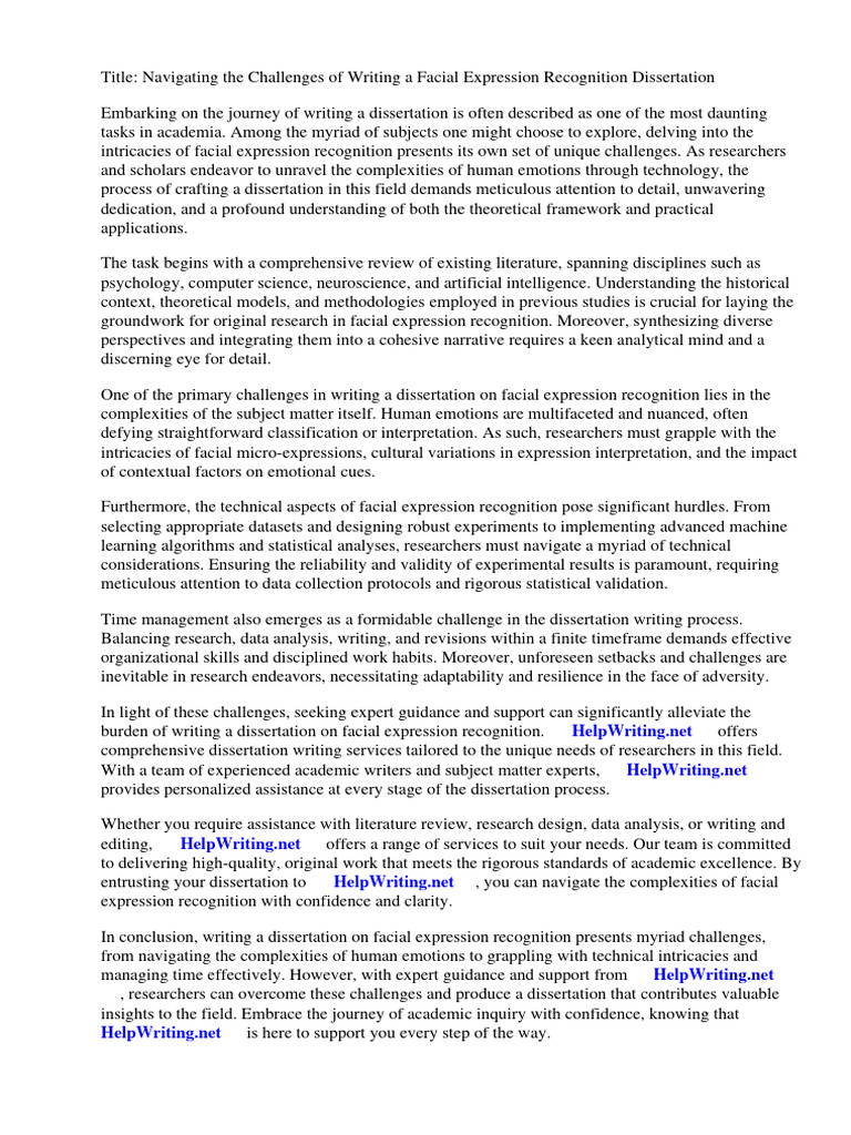 Facial Expression Recognition Dissertation | PDF | Internet Of Things | Biometrics