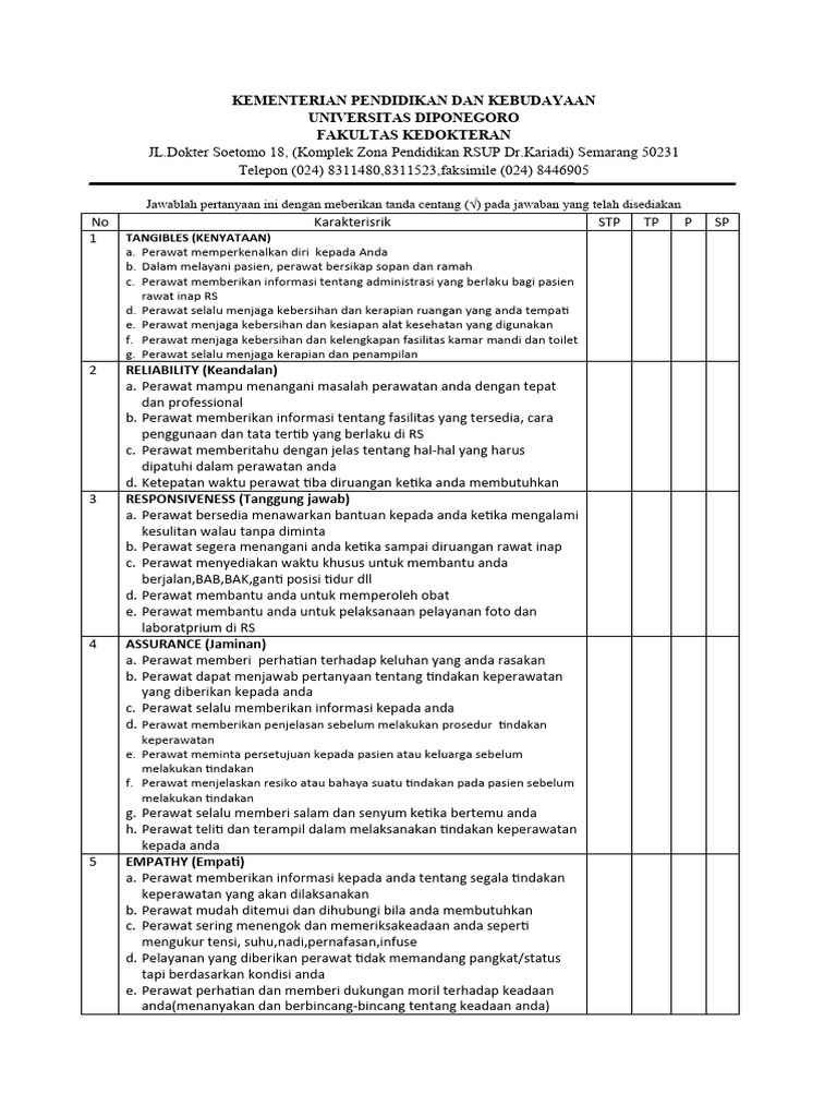 Kuesioner Kepuasan Pasien Nursalam | PDF | Pengembangan Diri ...