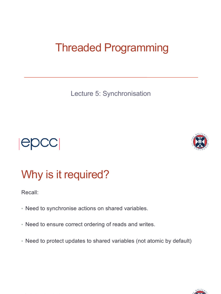 W8L1 OpenMP5 Synchronization | PDF | Software Development | Operating System Technology