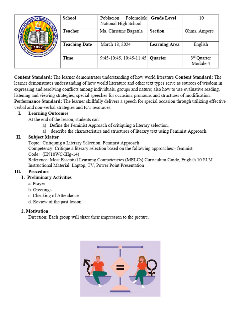 Lesson Plan 4 | PDF | Feminism | Gender Studies