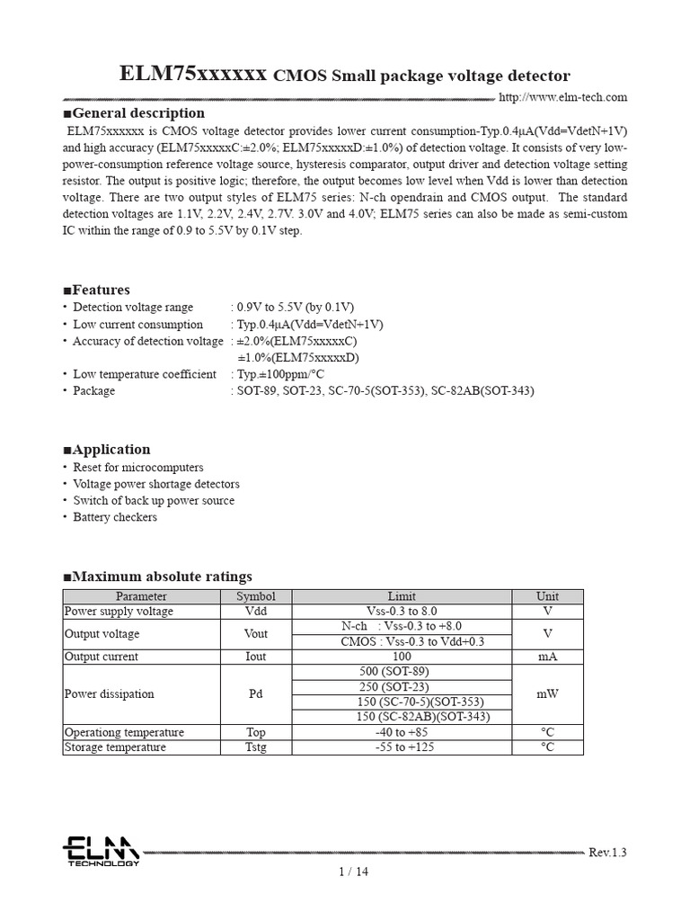 elm75xxxxx-series | PDF | Electromagnetism | Electronic Circuits