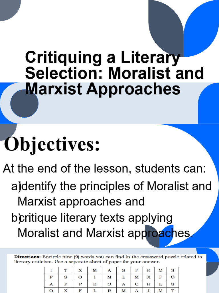 Moralist and Marxist Literary Critique | PDF | Morality | Karl Marx