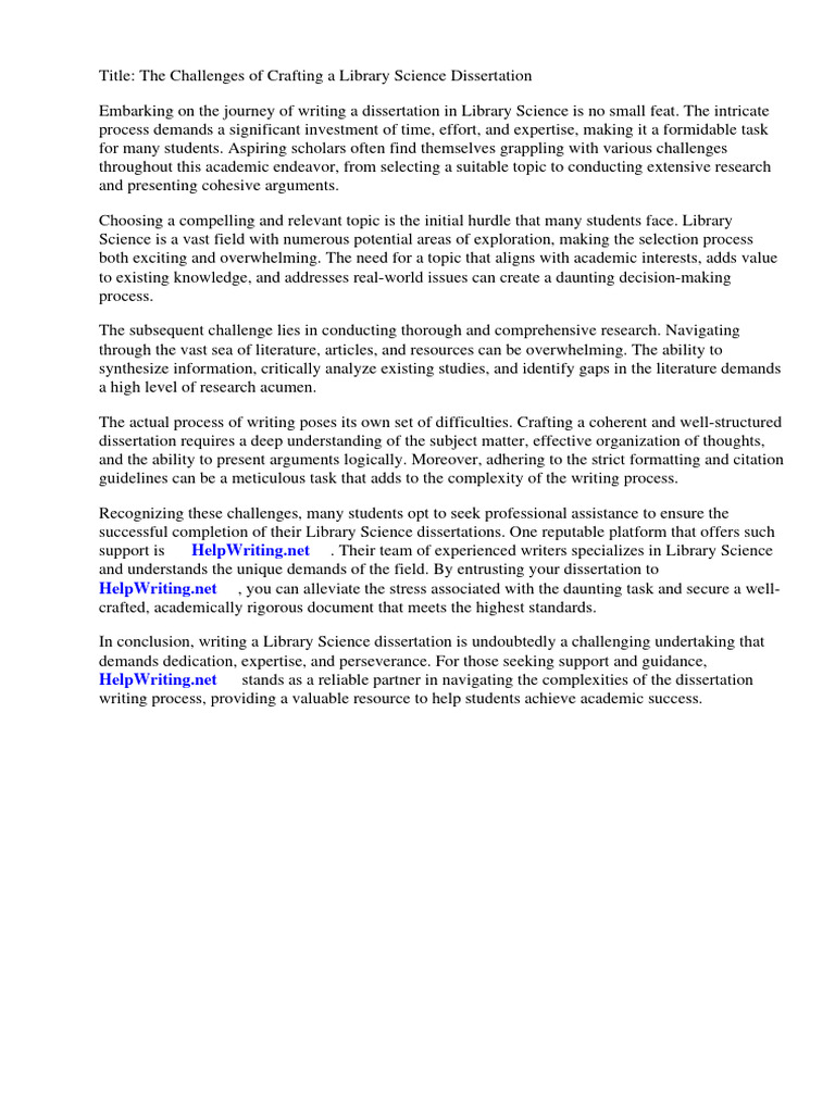 Library Science Dissertation Topics | PDF | Thesis | Science
