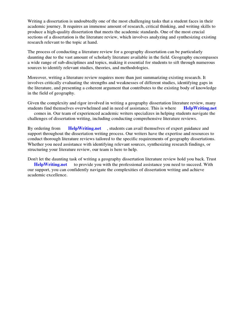Example Geography Dissertation Literature Review | PDF | Thesis ...