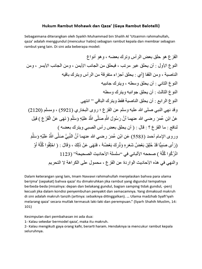 Hukum Rambut Mohawk Dan Qaza | PDF