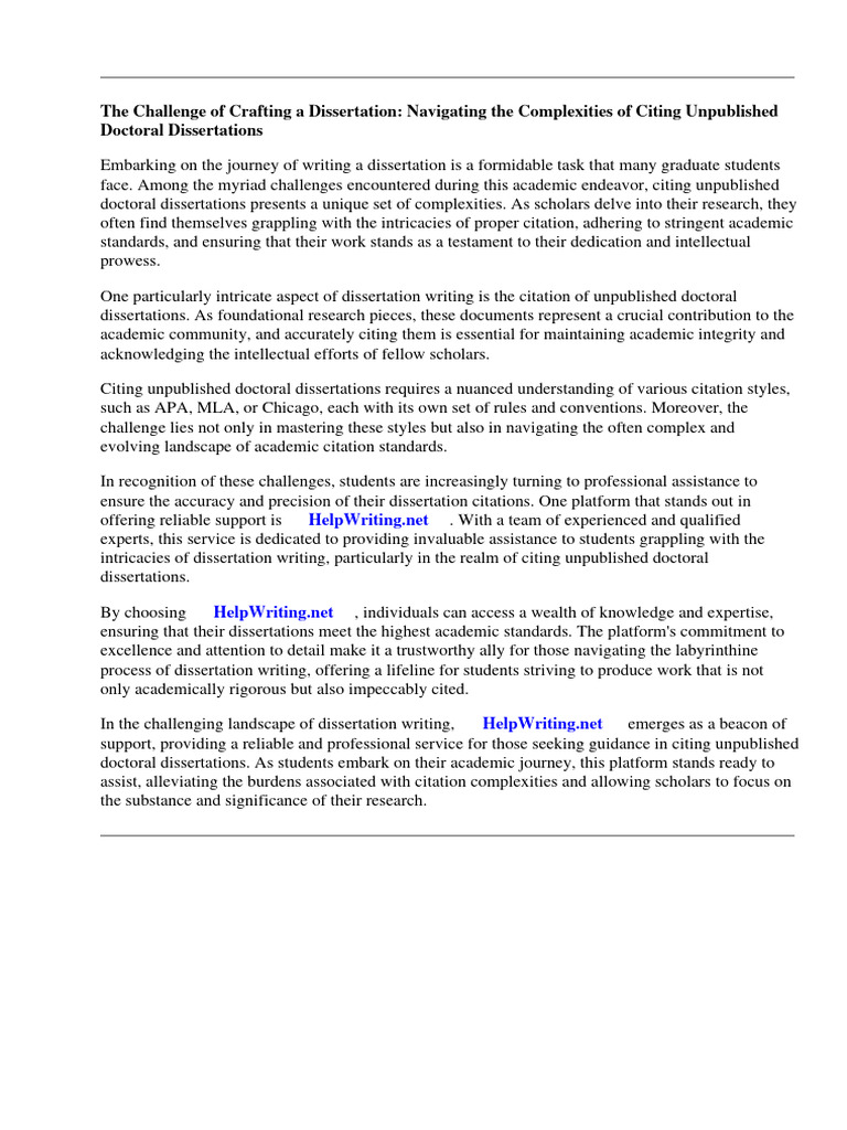 Citing Unpublished Doctoral Dissertation | PDF | Thesis | Citation