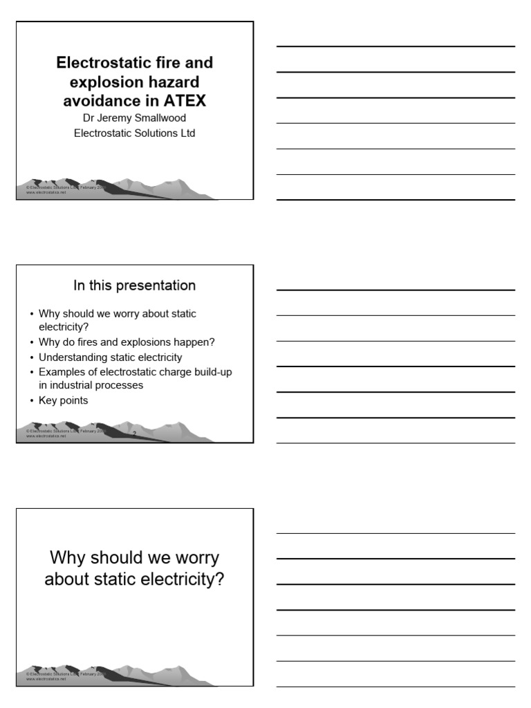 Electrostatic Fire and Explosion Hazard Avoidance in ATEX | PDF ...