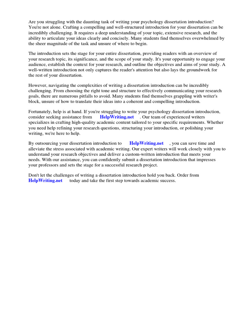 Writing A Psychology Dissertation Introduction | PDF | Psychology | Essays