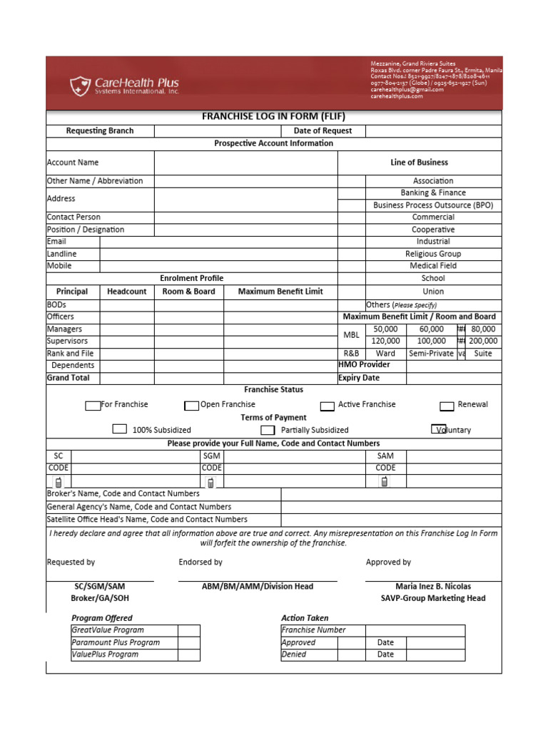 FRANCHISE FORM - Latest | PDF | Business | Economies