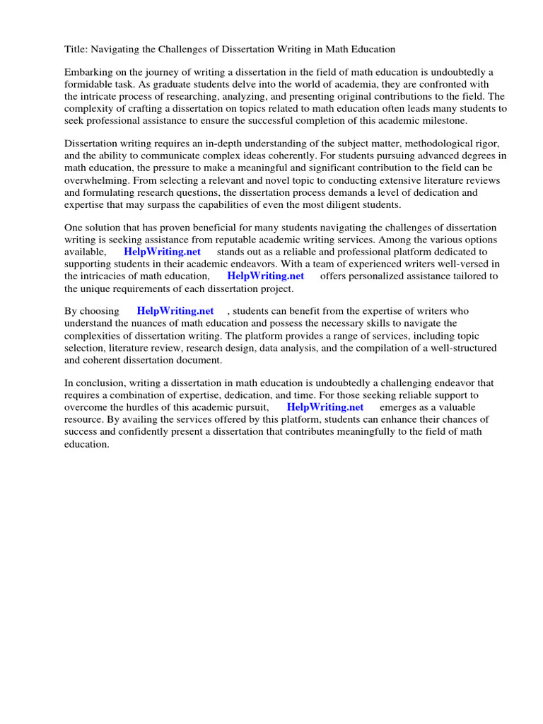 Dissertation Topics in Math Education | PDF | Thesis | Mathematics