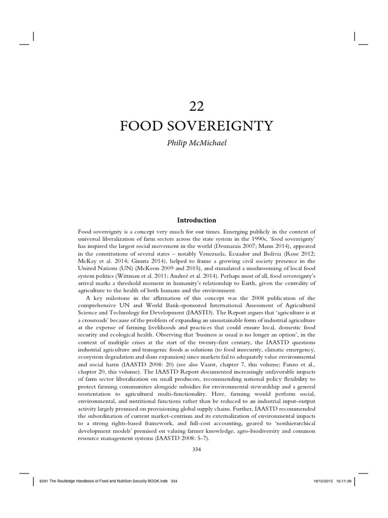 McMichael Food Sovereignty | PDF | Agriculture | Smallholding