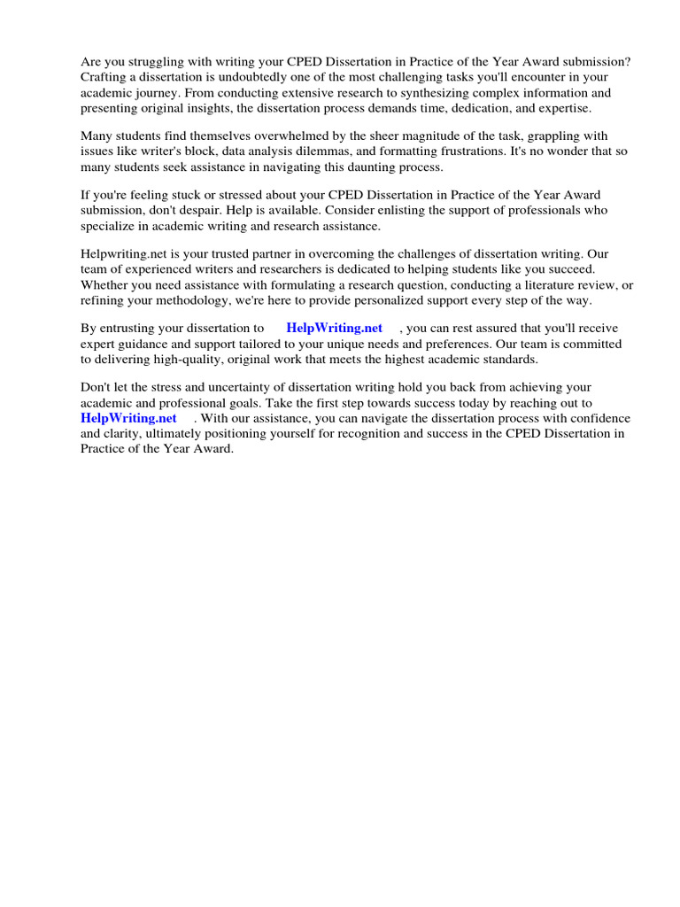 CPED Dissertation Writing Help | PDF | Thesis | Psychology