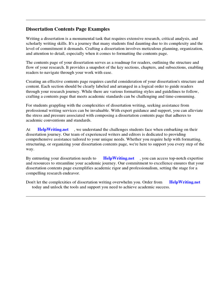 Dissertation Contents Page Examples | PDF