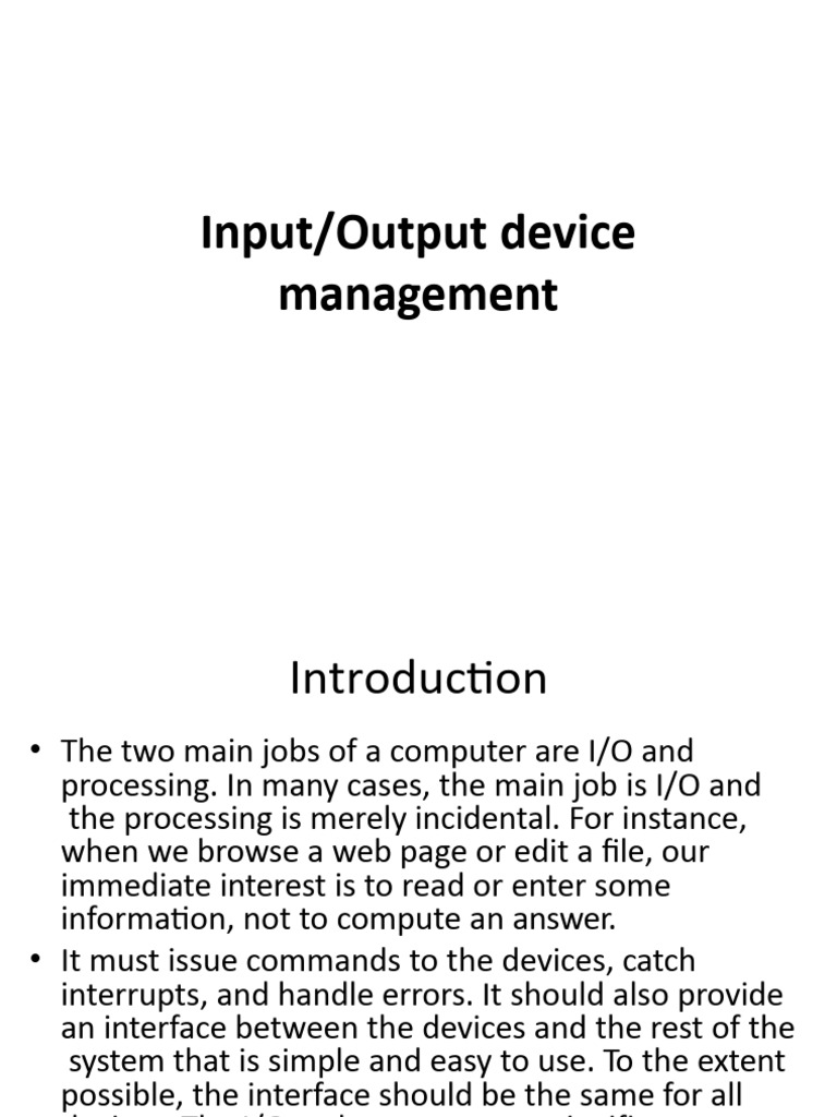 I/O Device Management Guide | PDF | Hard Disk Drive | Input/Output
