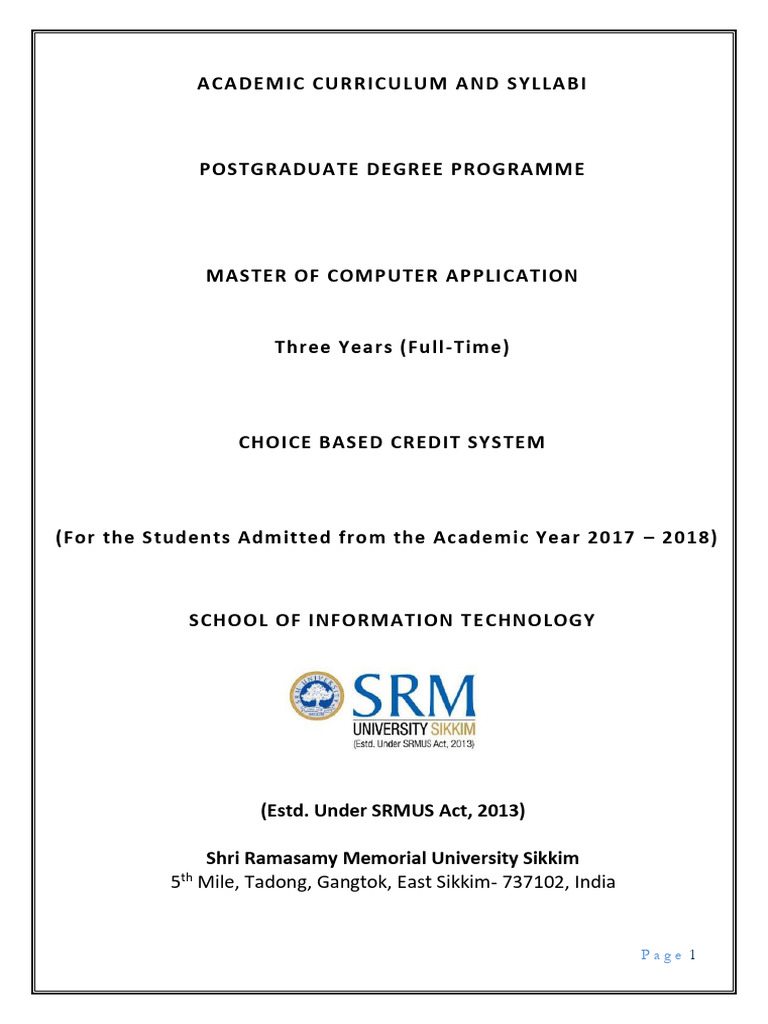 Mca Cbcs Syllabus Pdf Matrix Mathematics Computer Programming 4966