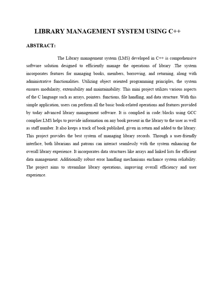 C++ Library Management System Overview | PDF | C++ | Library (Computing)