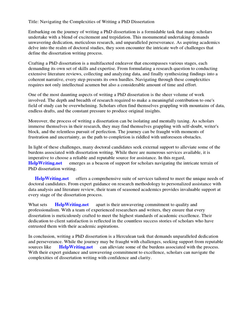 PHD Dissertation Full Text | PDF | Thesis | Doctor Of Philosophy