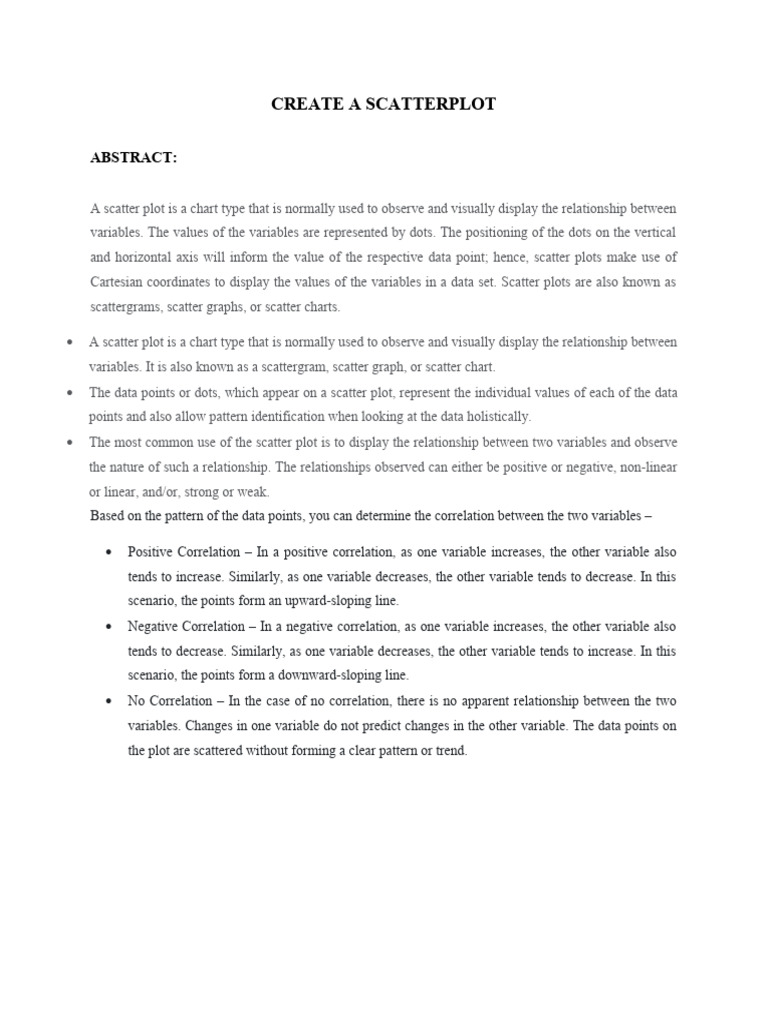 Create A Scatterplot | PDF | Scatter Plot Create A Scatterplot | PDF | Scatter Plot