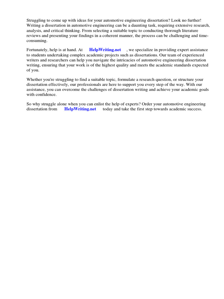 Automotive Engineering Dissertation Ideas Pdf Engineering