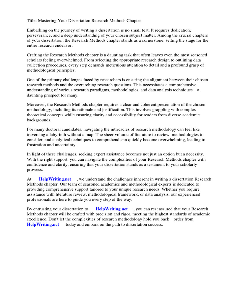 Dissertation Research Methods Chapter | PDF | Methodology | Thesis