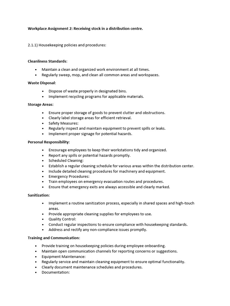 Workplace Assignment 2 | Download Free PDF | Housekeeping | Receipt