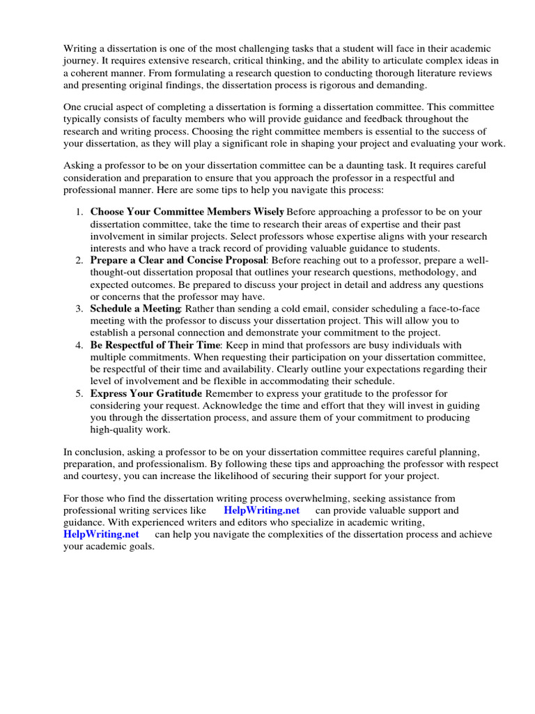 How to Ask a Professor to Be on Your Dissertation Committee | PDF ...