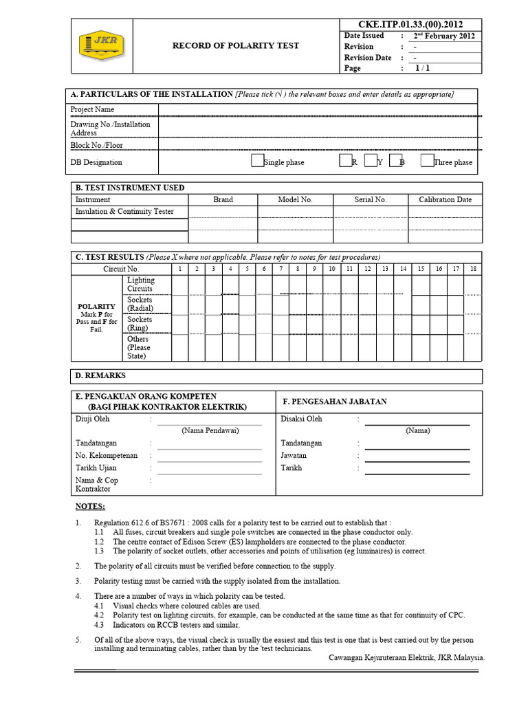 5. POLARITY TEST FORM | PDF