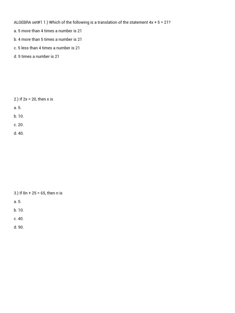ALGEBRA Set Reviewer | PDF | Algebra | Mathematics