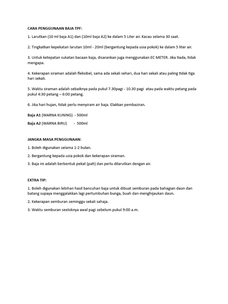 Panduan Penggunaan Baja TPF | PDF