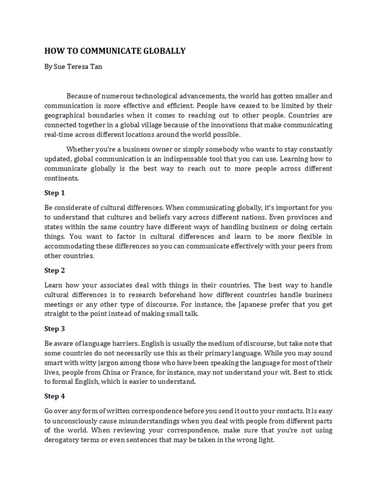 How To Communicate Globally | PDF | Communication | Innovation