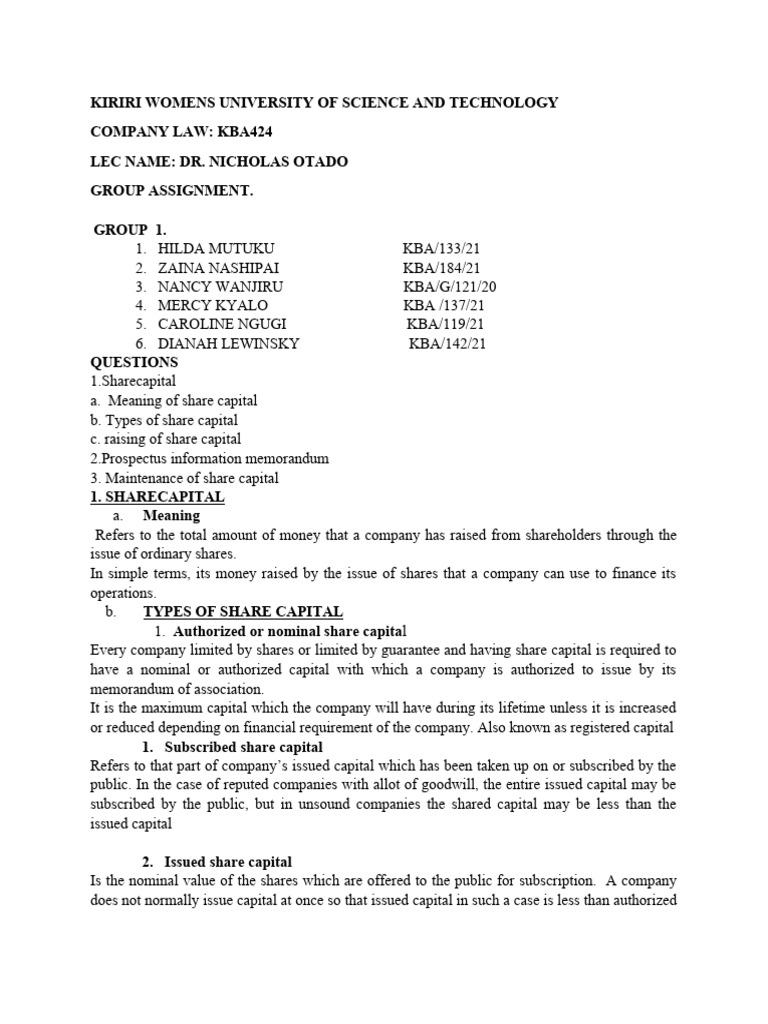 Company Law Notes Pdf Debits And Credits Loans