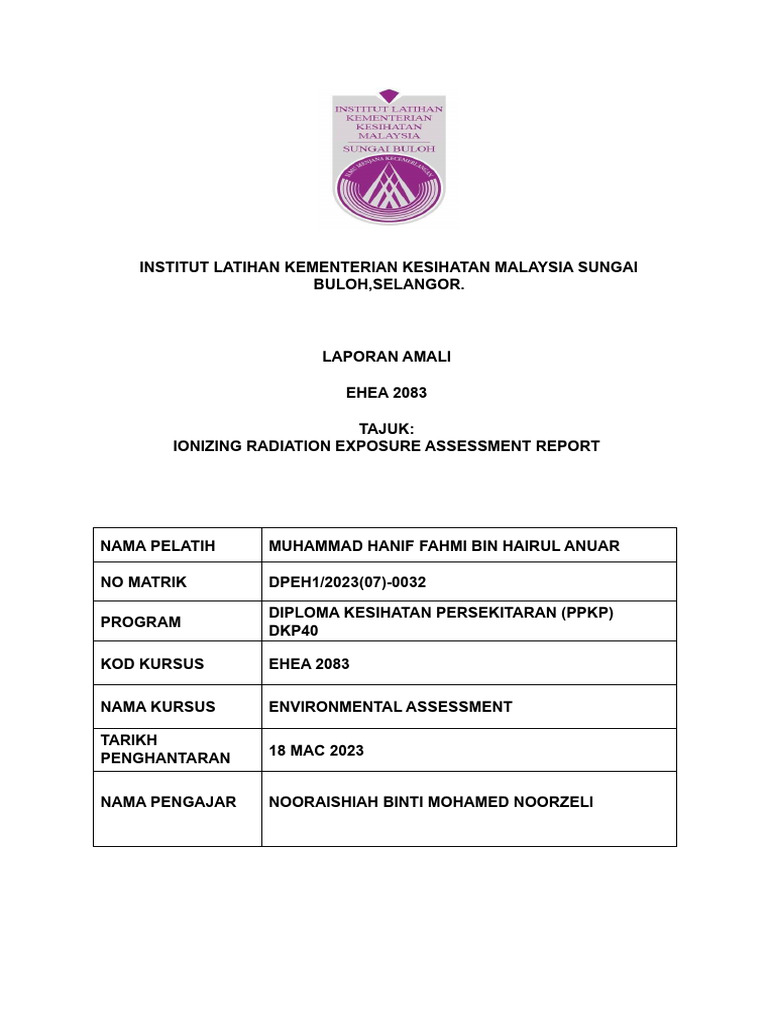 Laporan Penilaian Sinaran Mengion | PDF
