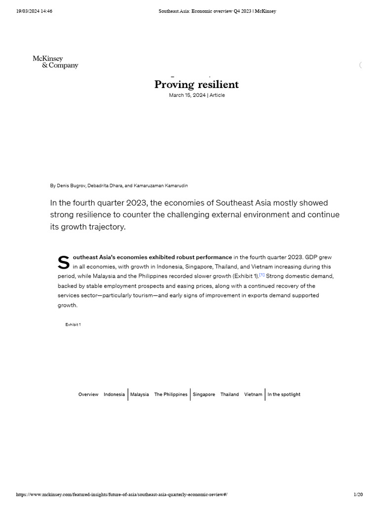 Southeast Asia - Economic Overview Q4 2023 - McKinsey | PDF | Inflation | Recession