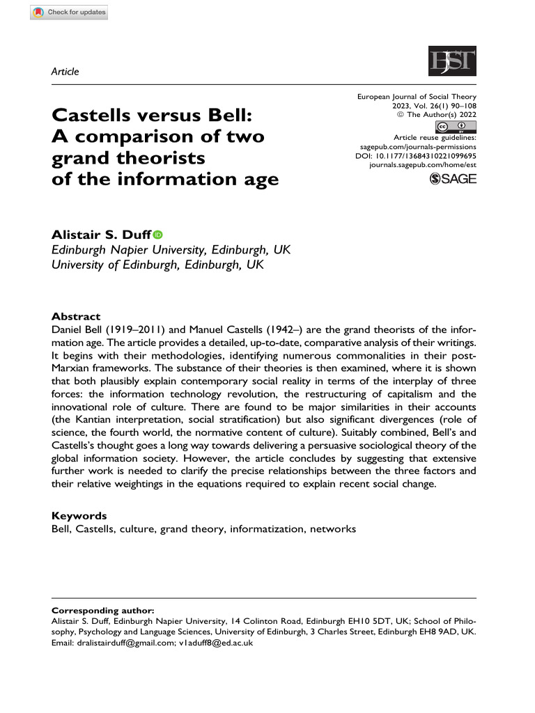 Duff 2022 Castells Versus Bell A Comparison of Two Grand Theorists of ...