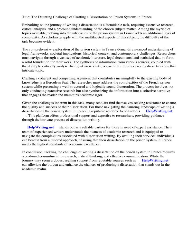 French Prison System Dissertation Guide | PDF | Prison | Whole Genome Sequencing